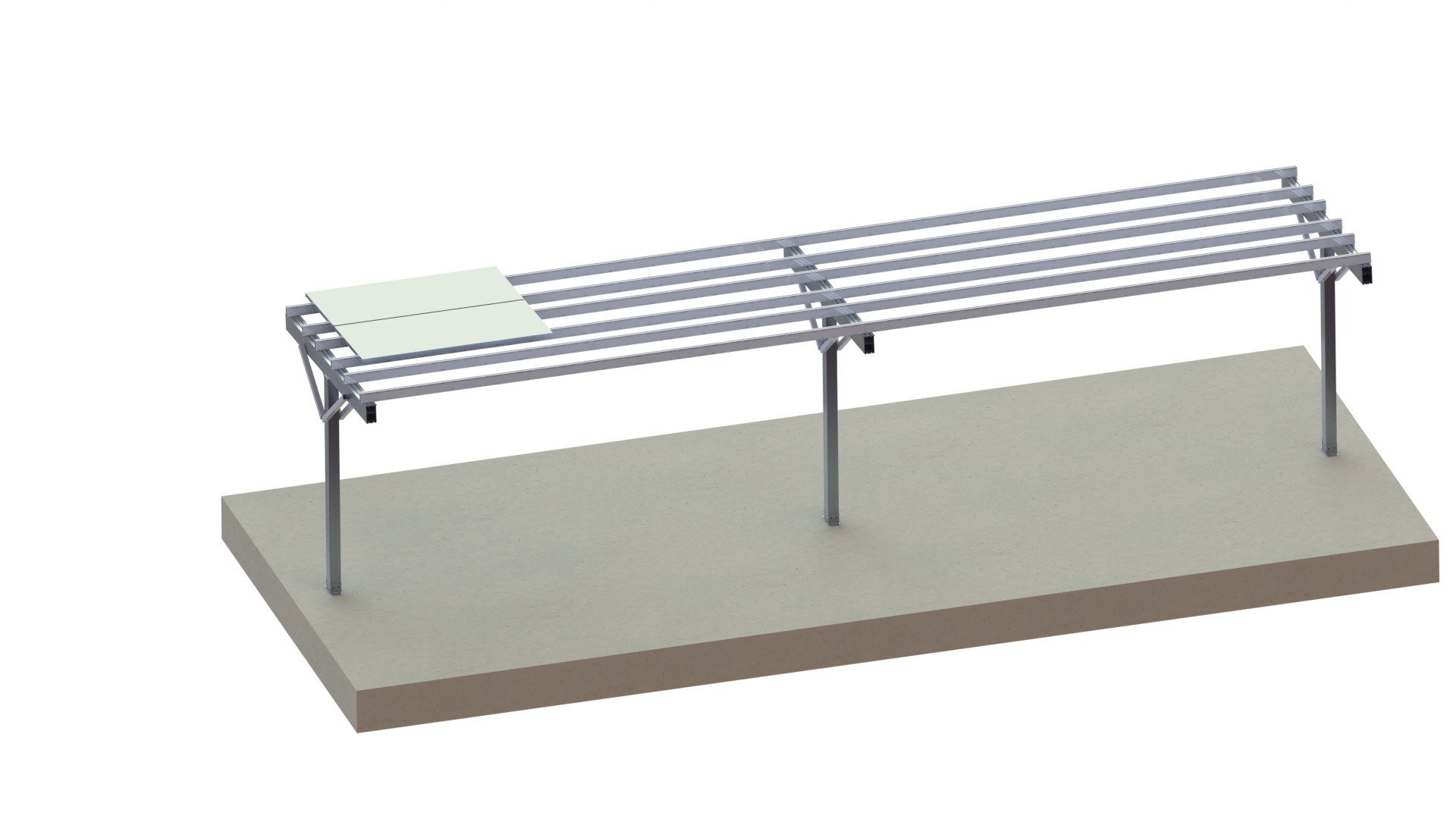 Aluminum Solar Panel Carport Single Column , Flat Land Solar Canopy Carport