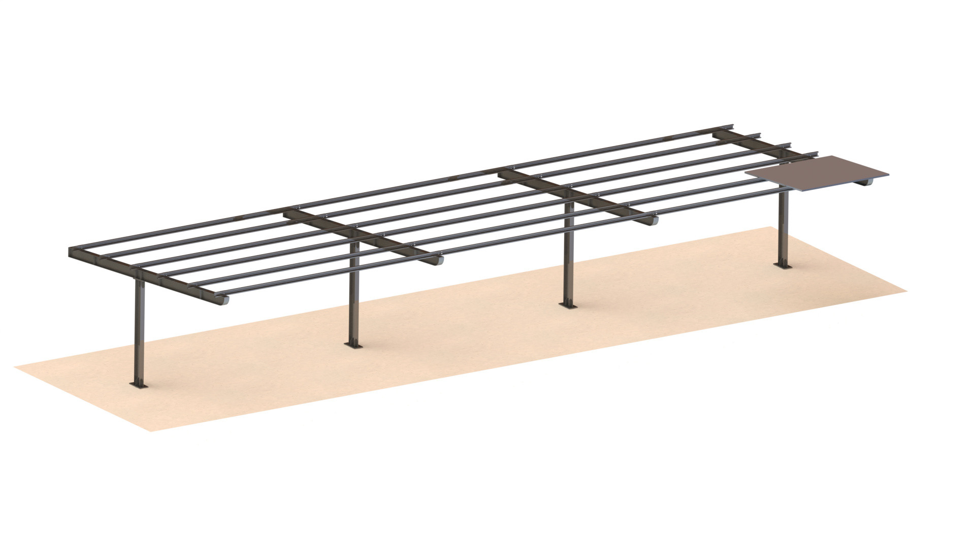 Single Column HDG Steel Solar Carport Concrete Base PV Structures