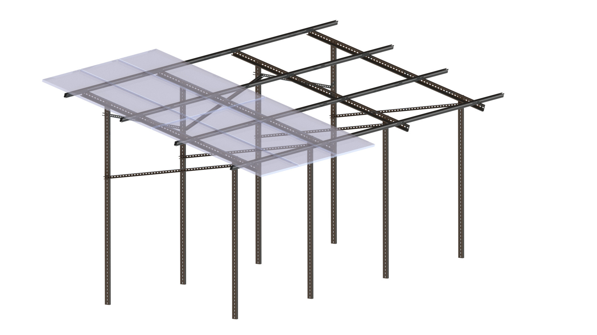 Pile Driven HDG Steel Solar Structure 60m/S Ground Mount Racking