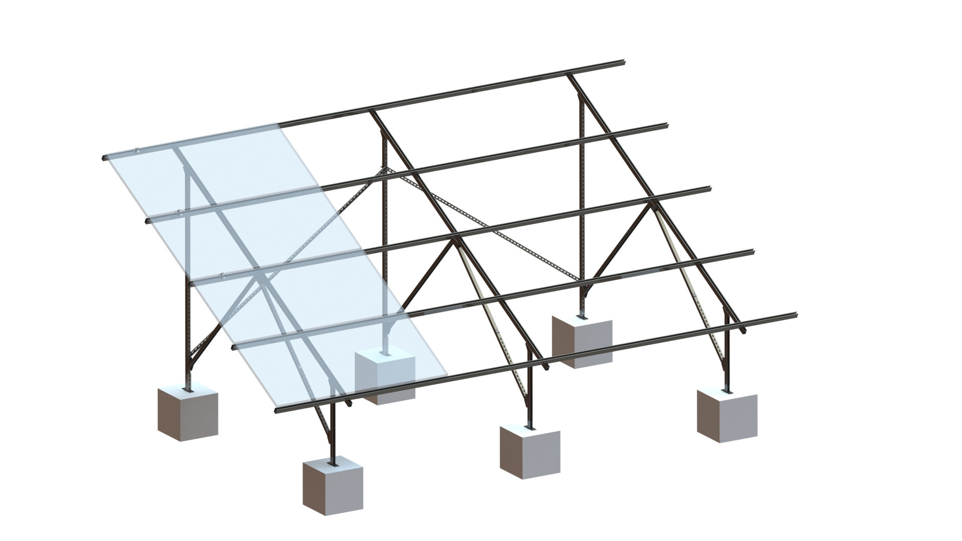 Common Rail Landscape Ground Mounted Solar Structure HDG Steel